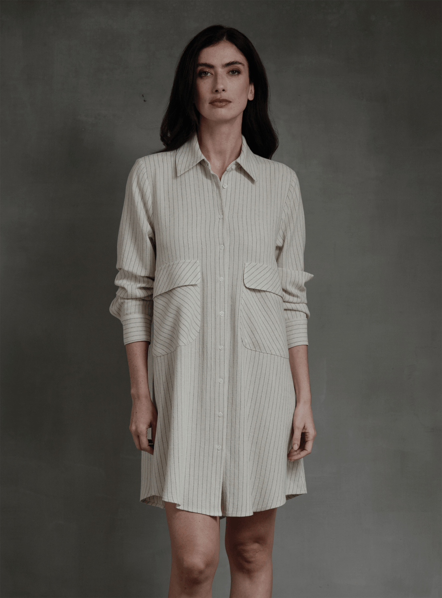 OCTAVIA | VESTIDO CAMISERO MILA BEIGE – Octavia